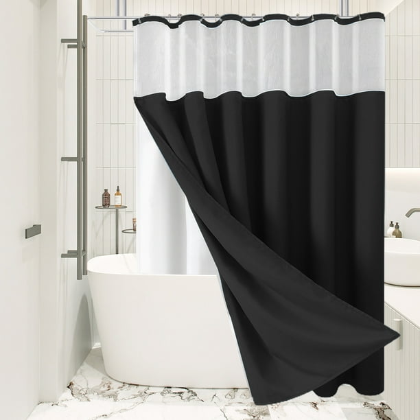 Lolmot 3 in 1 Waterproof Weave Shower Curtain and Clear Liner Set with ...