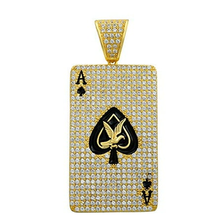 Harlembling Solid 925 Sterling Silver Iced Out Ace of Spades Pendant ...