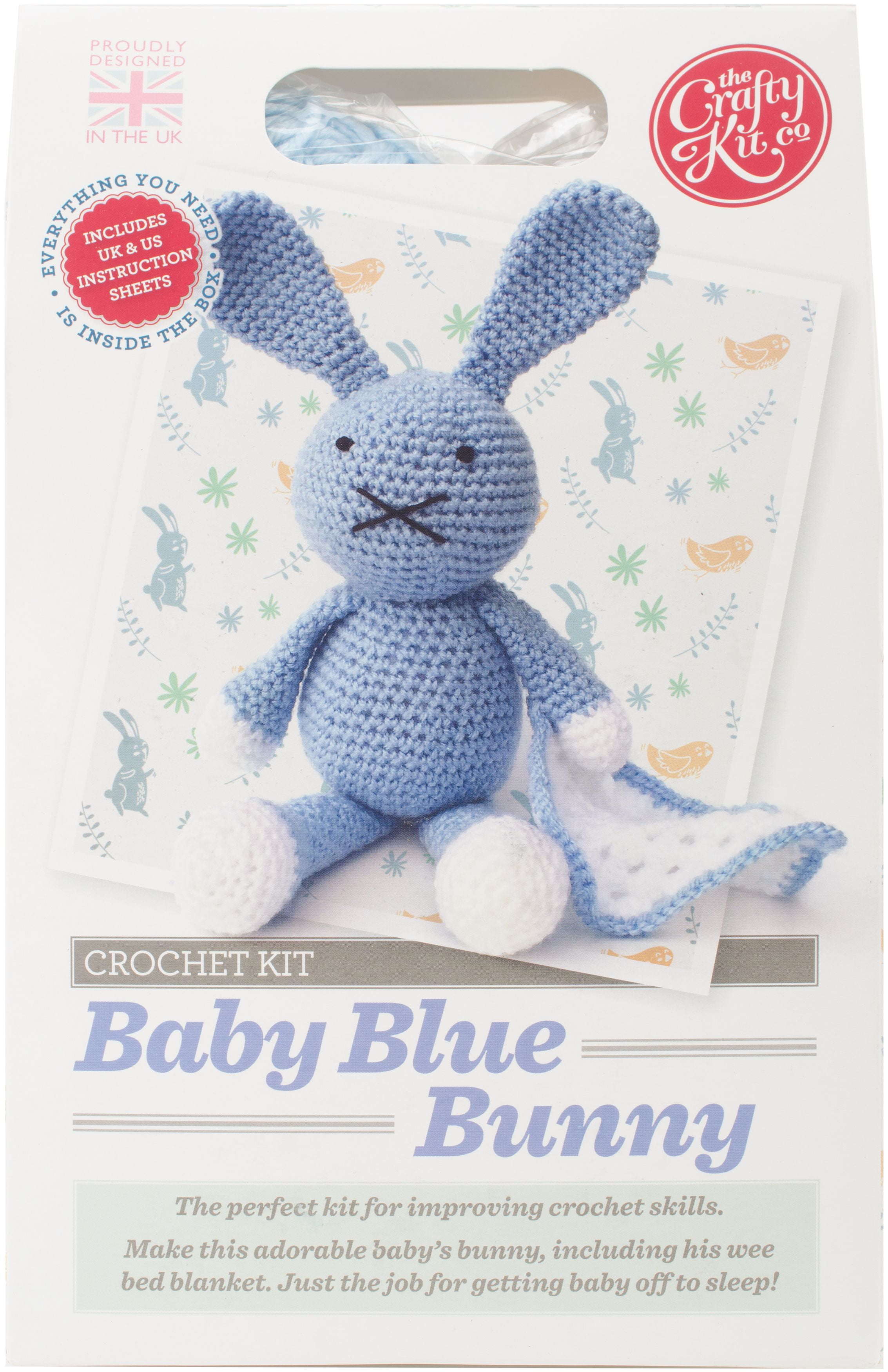 The Crafty Kit Co. Crochet Kit-Baby Blue Bunny - Walmart.com