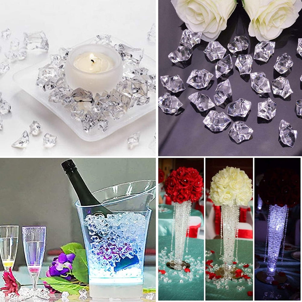 （Mini）100pcs Clear Fake Crushed Ice Rocks Ice Cubes Acrylic Vase ...