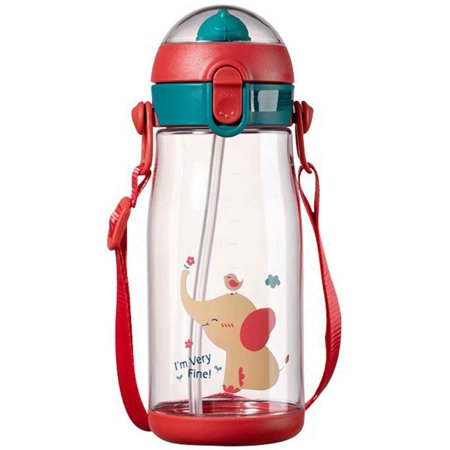 18OZ Kids Water Bottle with Straw Leak Proof Flip Top Lid BPA Free Tritan Reusable Plastic Todd ...