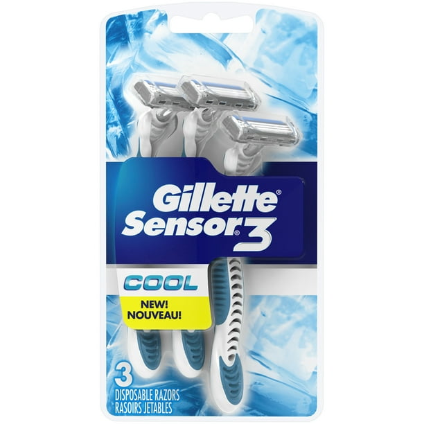 Gillette Sensor3 Cool Men's 3-Bladed Disposable Razor Pack of 3 ...