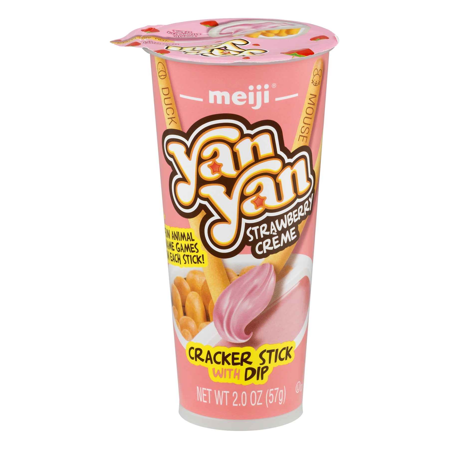 Meiji Yan Yan Strawberry creme Cracker Stick With Dip , 2 oz