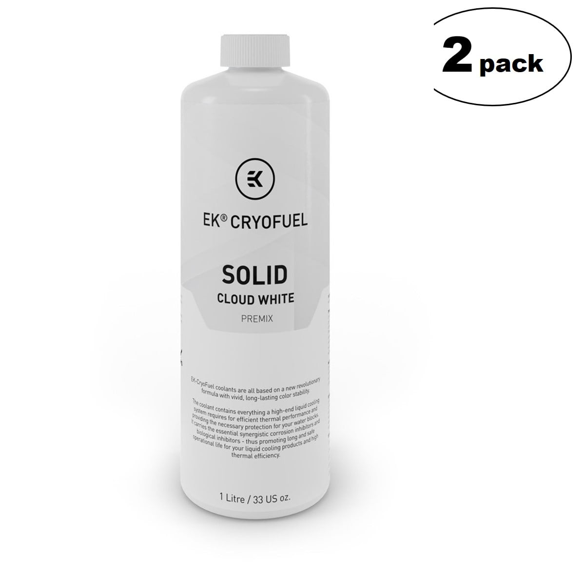 EKWB EK-CryoFuel Solid Premix PC Coolant, 1000mL, Cloud White, 2-pack ...
