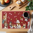 Cartoon Puppy Cotton Linen Placemats Set of 2, Dag Paw Print Bone Balls ...