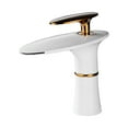 Bathroom Faucet White Gold Basin Faucet Cold Hot Brass Waterfall Faucet ...