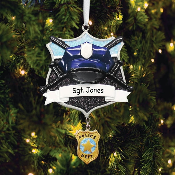 Personalized Police Hat and Badge Christmas Tree Ornament - Walmart.com ...