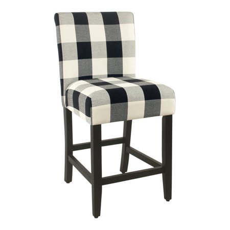 HomePop 24" Wood and Fabric Plaid Pattern Parsons Counter Stool in ...