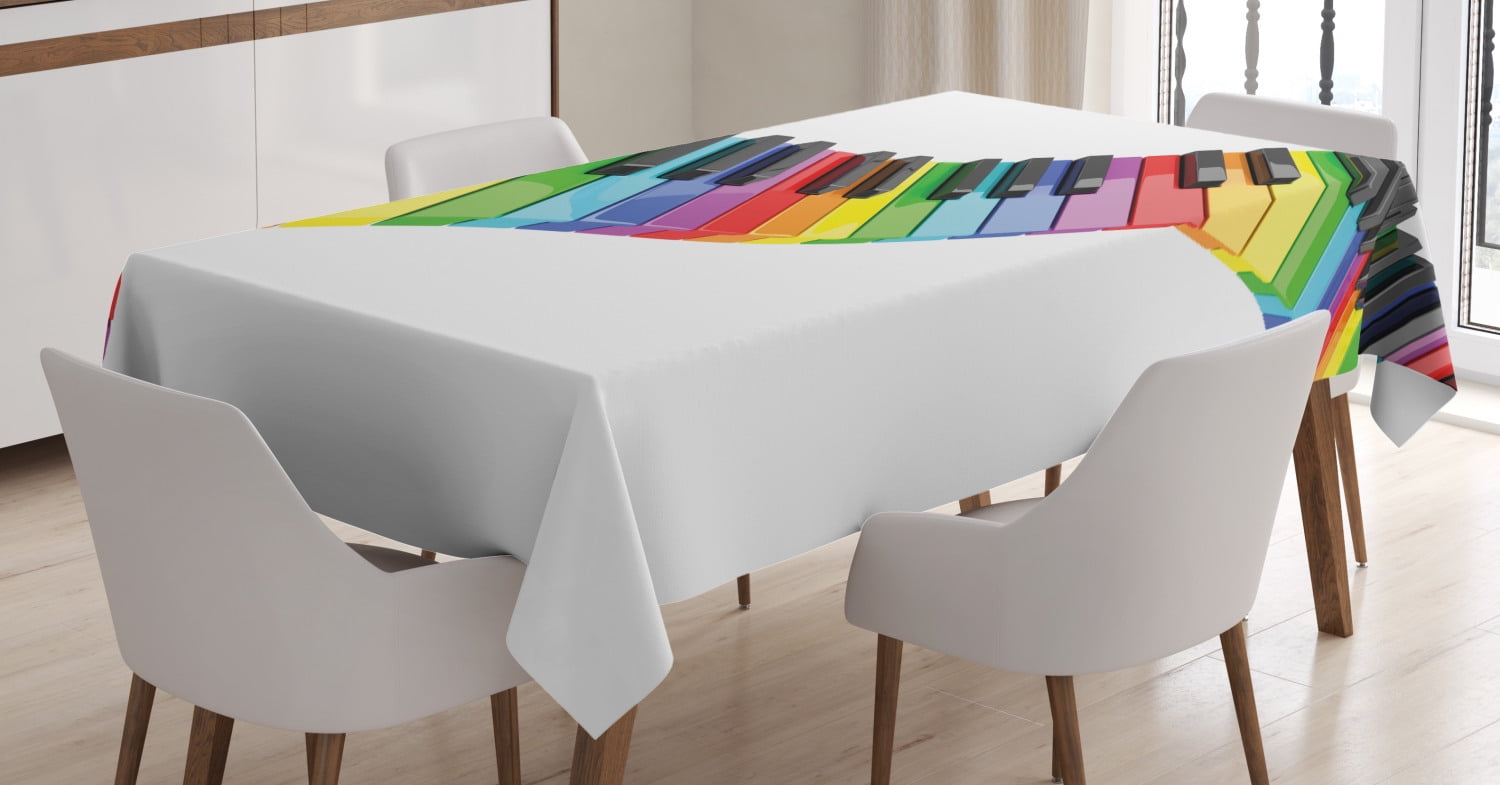 Ambesonne Music Tablecloth Rectangular Table Cover, Vibrant Keyboard ...