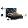 Meridian Furniture Vector Rich Velvet King Bed in Navy - Walmart.com