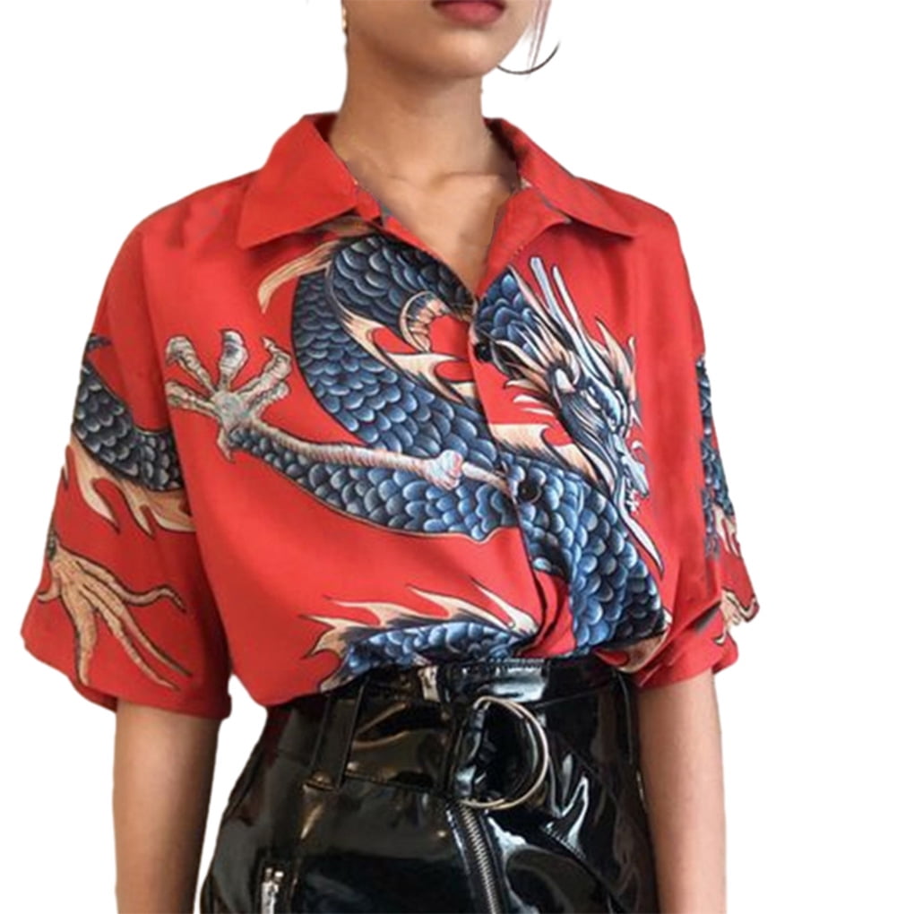 Click here for Wolftale Beach Shirt Lapel Short Sleeve Dragon Pat... prices