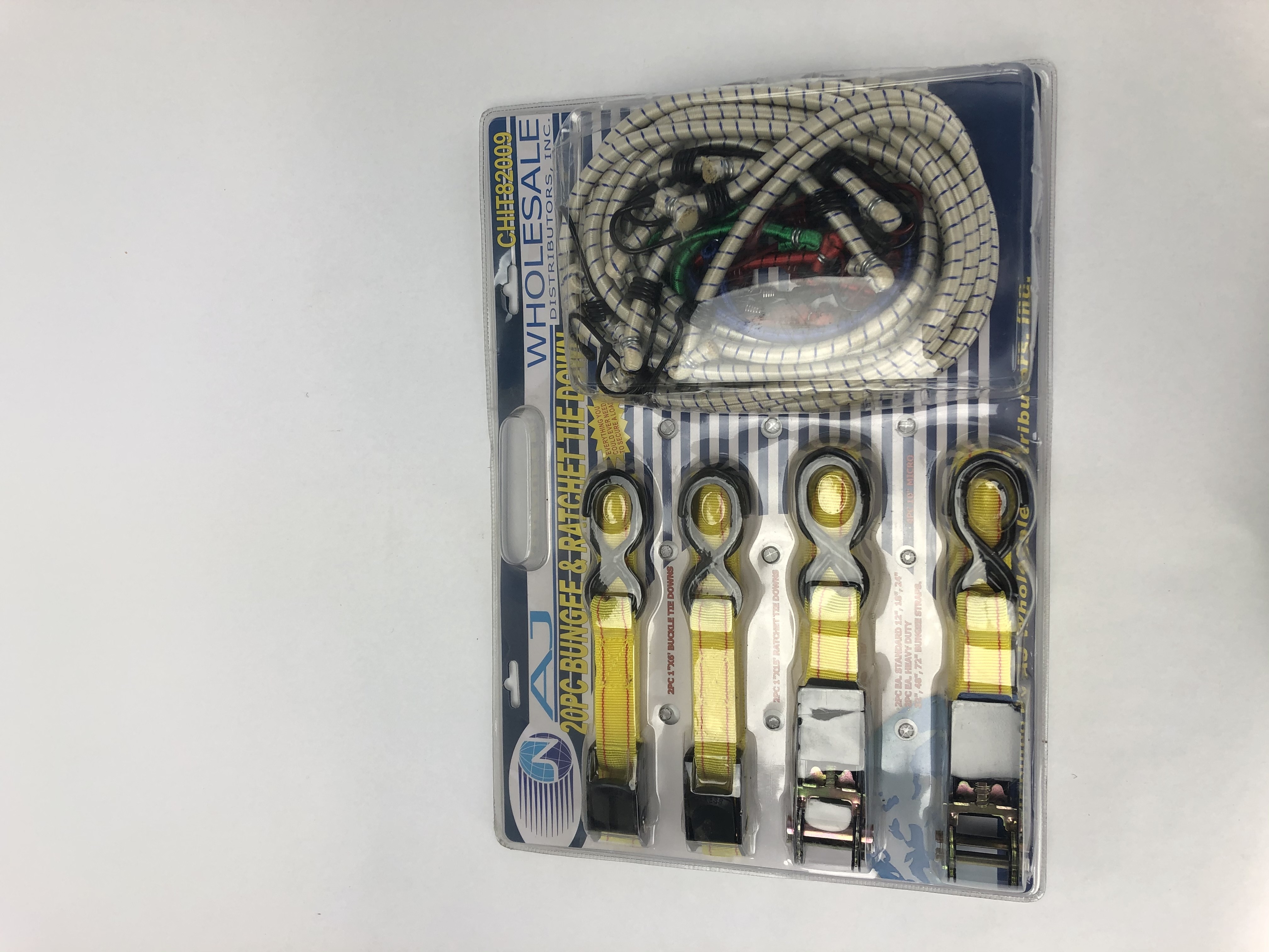 AJ Tools 20 Piece Bungee Cord and Ratchet Tie Down Strap Kit Set ...