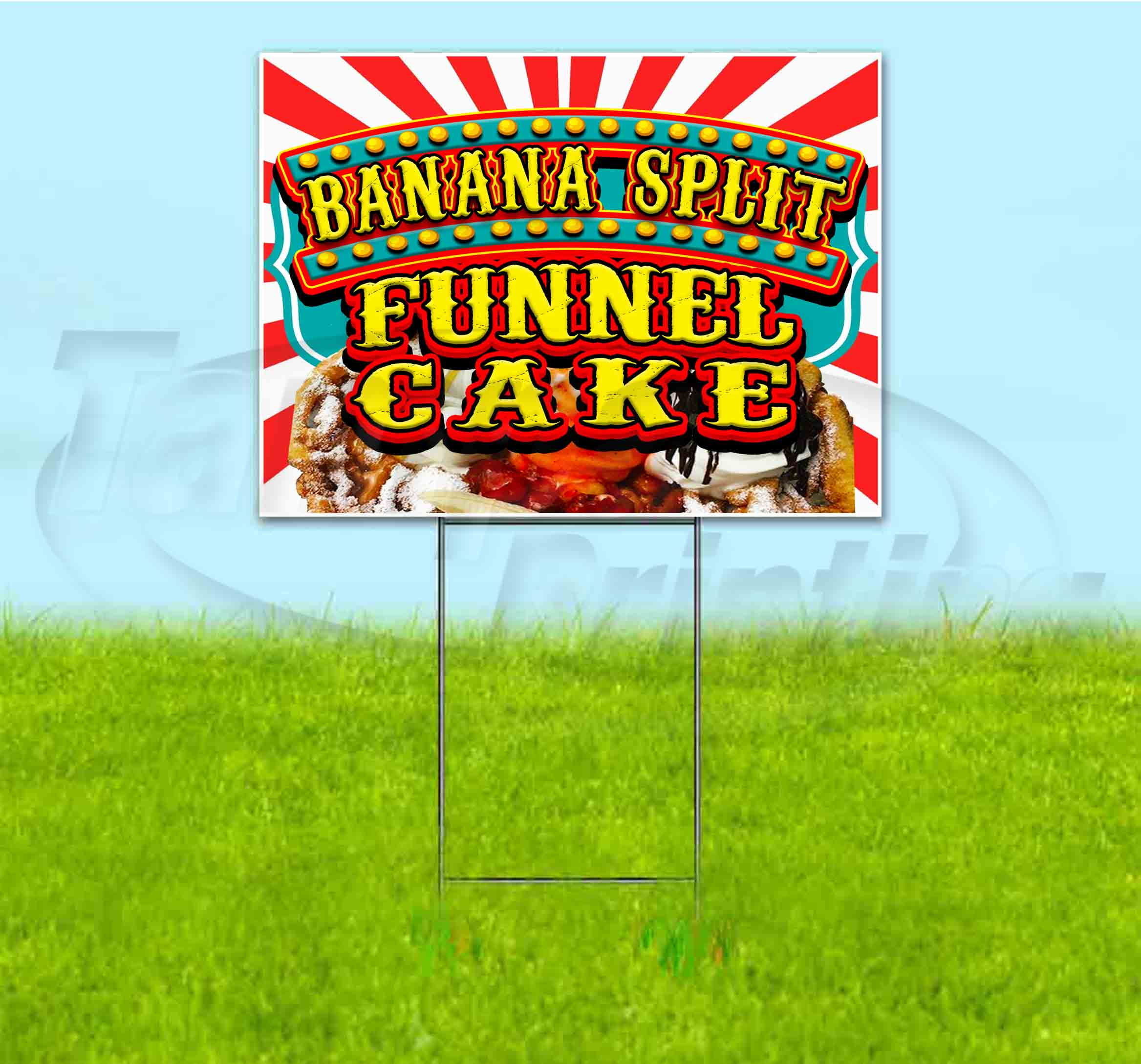 Banana Split Funnel Cake (18" x 24") Yard Sign, Includes Metal Step ...