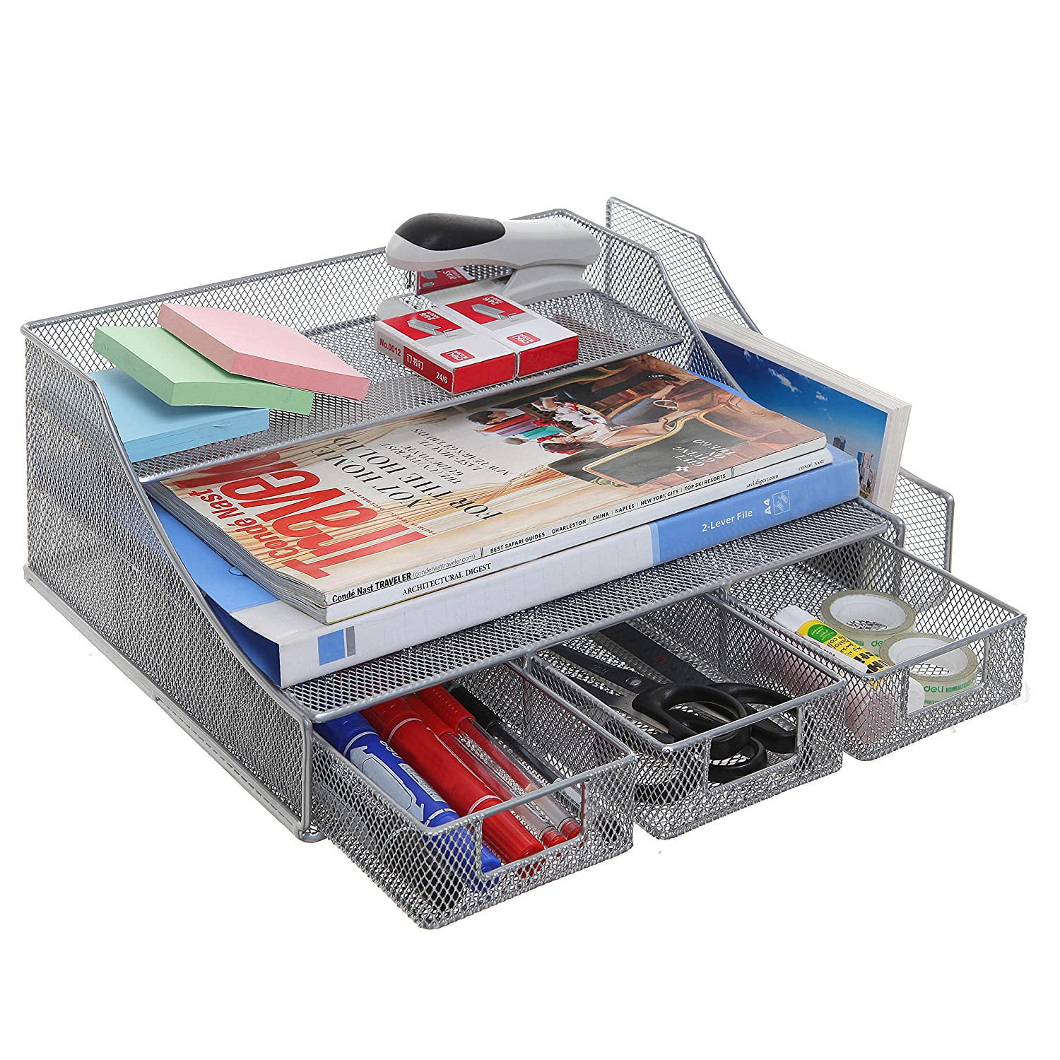 Pro Space Mesh Desk Organizer with File Tray, Note Rack, 3 Drawers and ...