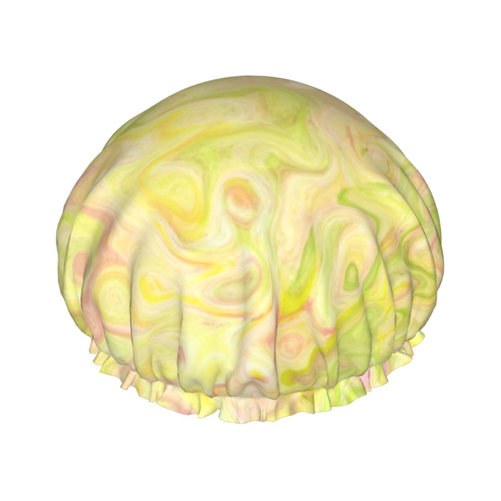 YFYANG Women's Double Waterproof Shower Cap, Yellow Watercolor Texture ...