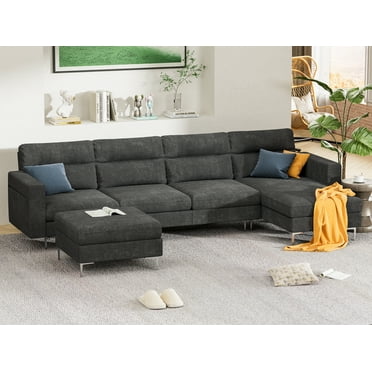Homall Modern U-Shape Sectional Sofa, Chenille Fabric Modular Couch, 4 ...