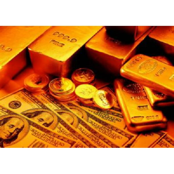 Gold Bars poster $100 Bills Metal Sign Art Print 8x12 Multi-Color ...