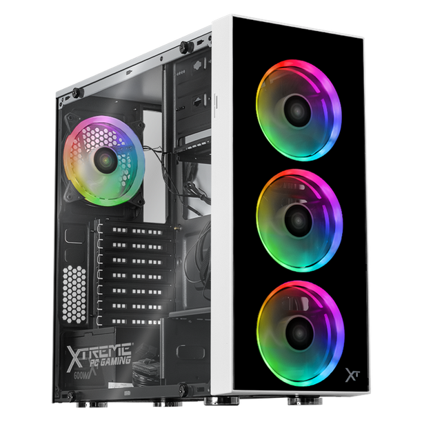Gabinete Gamer Xtreme PC Gaming Dragonfly Media Torre ATX 600W 4 Fan Cristal Templado RGB Blanco ...