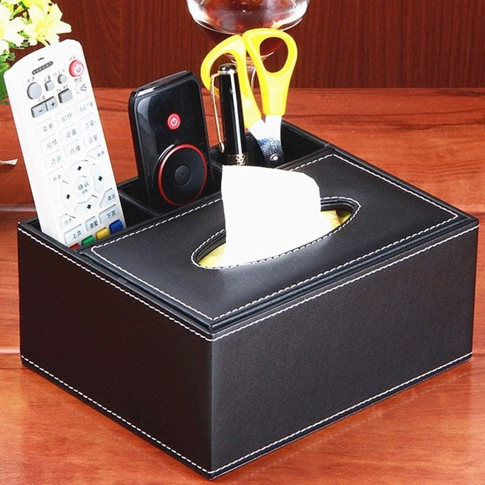 PU Leather Multifunction Tissue Box Cover Pen Pencil Holder Remote ...
