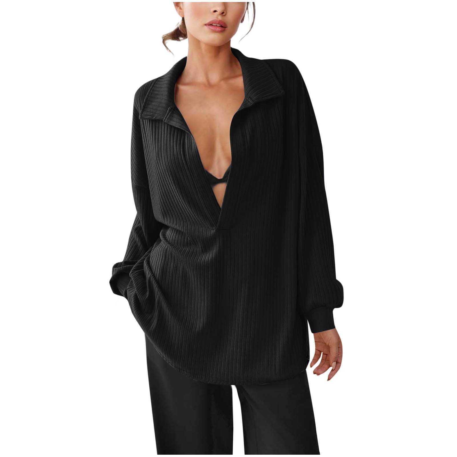 Click here for Hongqid Womens Oversized Deep V Neck Sweatshirts C... prices