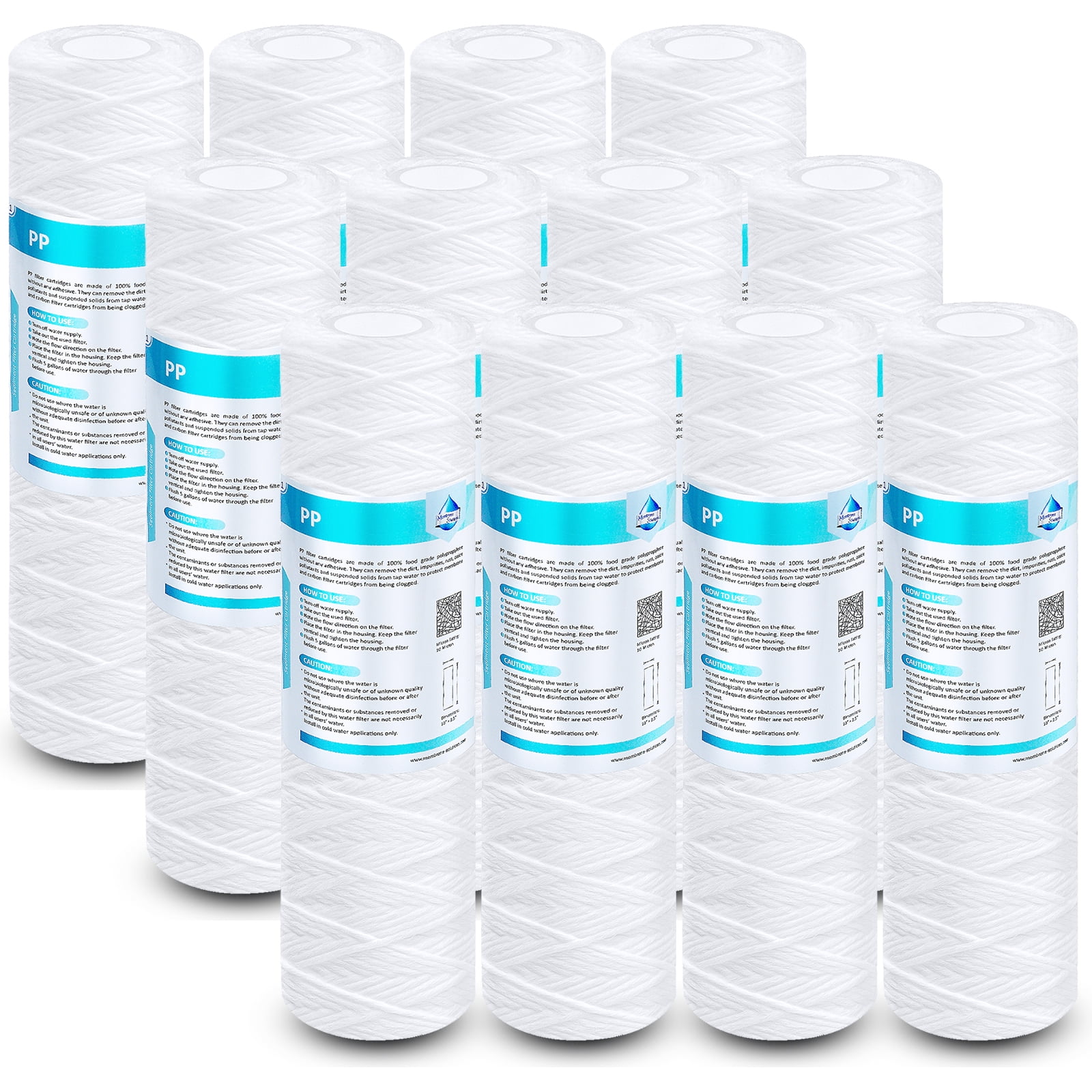 Membrane Solutions 5 Micron 10"x2.5" String Wound Whole House Water Filter Replacement Cartridge ...