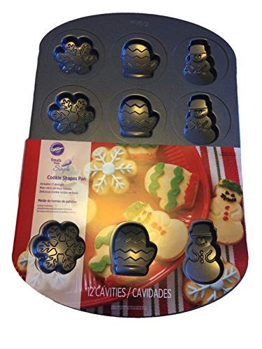 Christmas Cookie Shape Pan Snow Flakes Mittens Snowman by Wilton ...