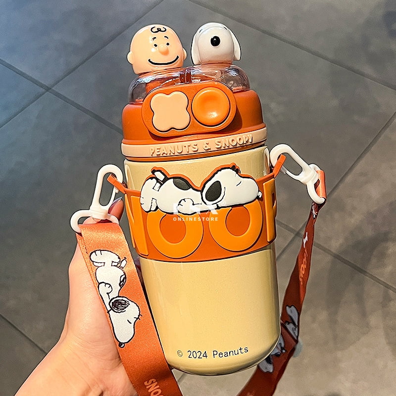 Taza Termo de acero inoxidable Snoopy 316, linda taza doble para beber, taza de agua de alto ...