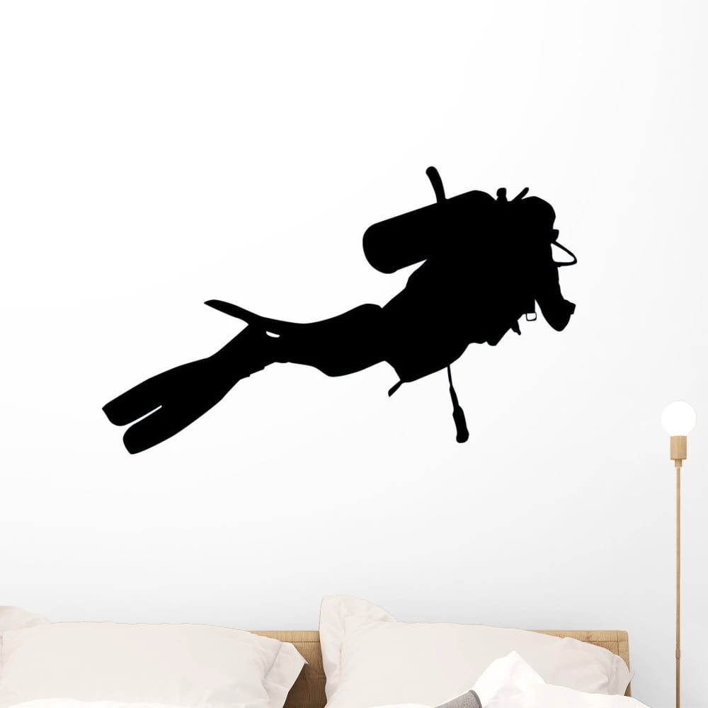 Scuba Diving Diver Exploring Wall Decal Sticker, Wallmonkeys Peel ...
