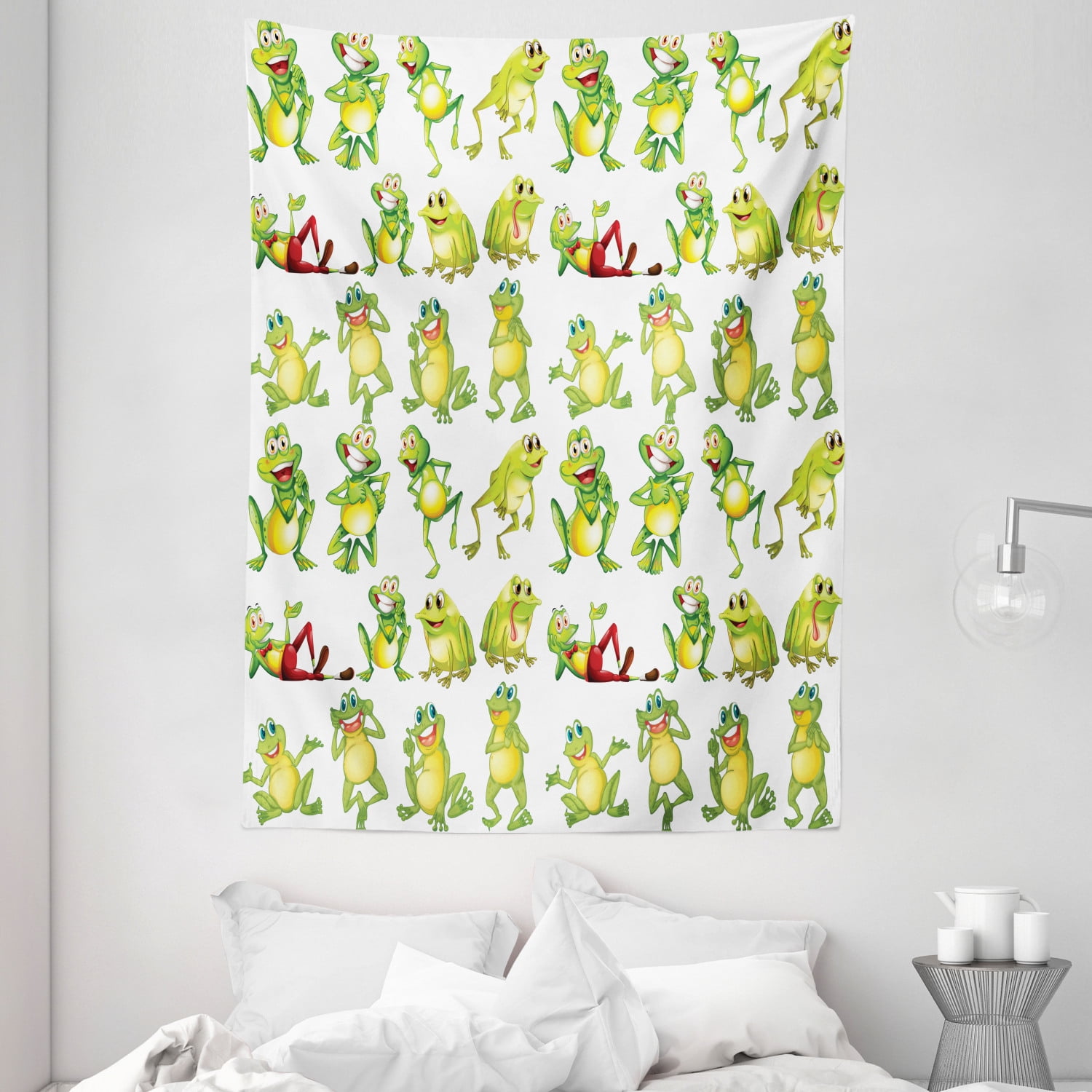 Nursery Tapestry, Frogs in Different Positions Funny Happy Cute ...