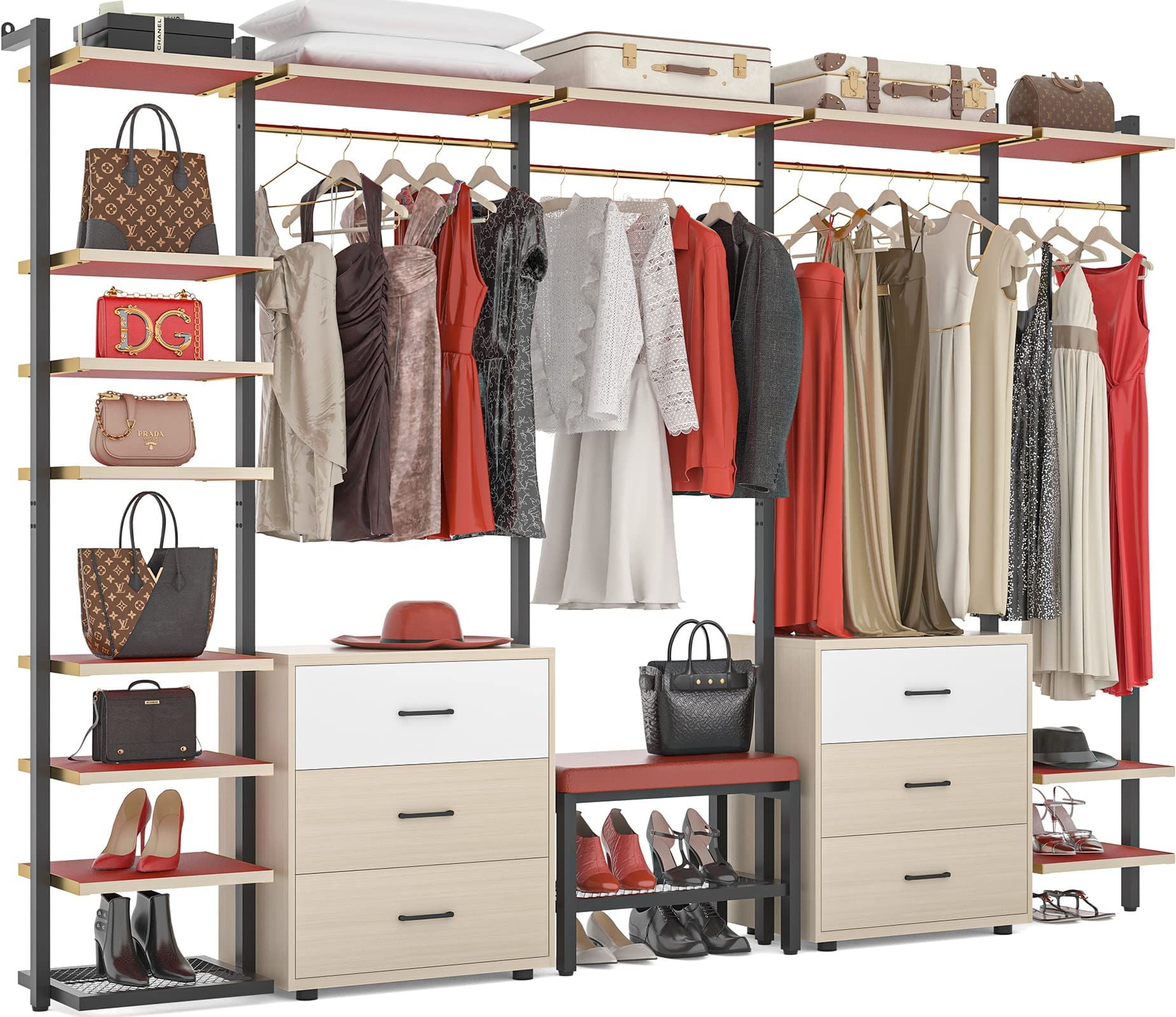 Homieasy Closet Organizer, 96" Clothing Rack Heavy Duty Garment Rack ...