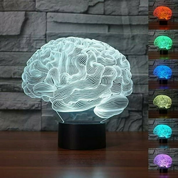 Lámpara De Mesa Wmkox8yii Cerebro Humano 3D 7 Colores Cambiantes LED ...