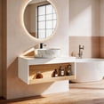30" Floating Bathroom Vanity with Gold Vein Marble Vessel Sink, Wall ...