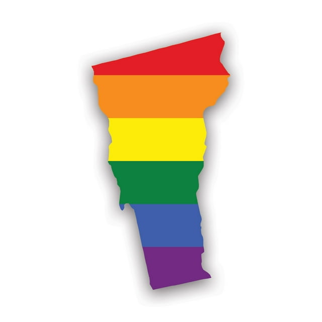 Vermont State Shaped Gay Pride Rainbow Flag Sticker Decal Self