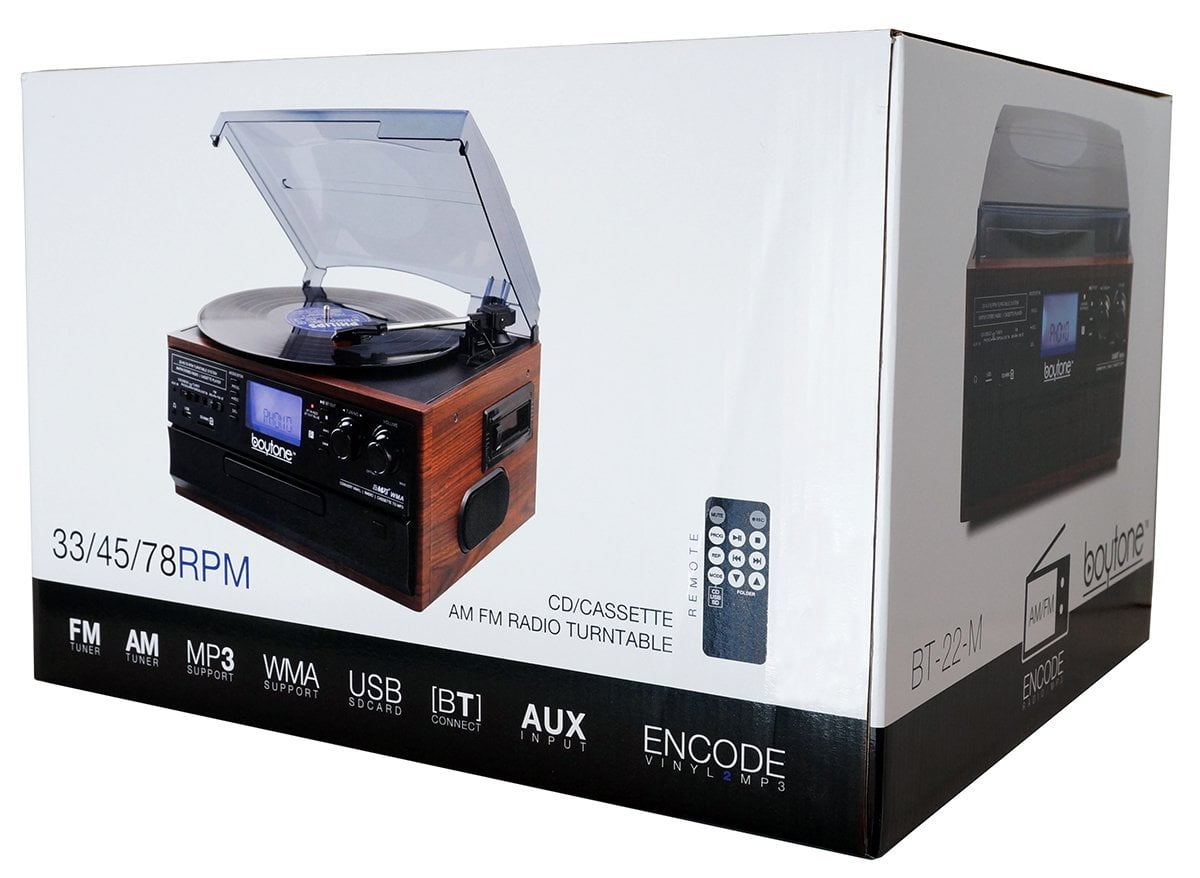 公式卸売り Boytone BT-24MB Bluetooth Classic Style Record Player Turntable with AM/FM Radio， CD ...