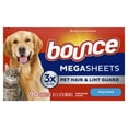 Bounce Pet Hair and Lint Guard Mega Dryer Sheets with 3X Pet Hair ...