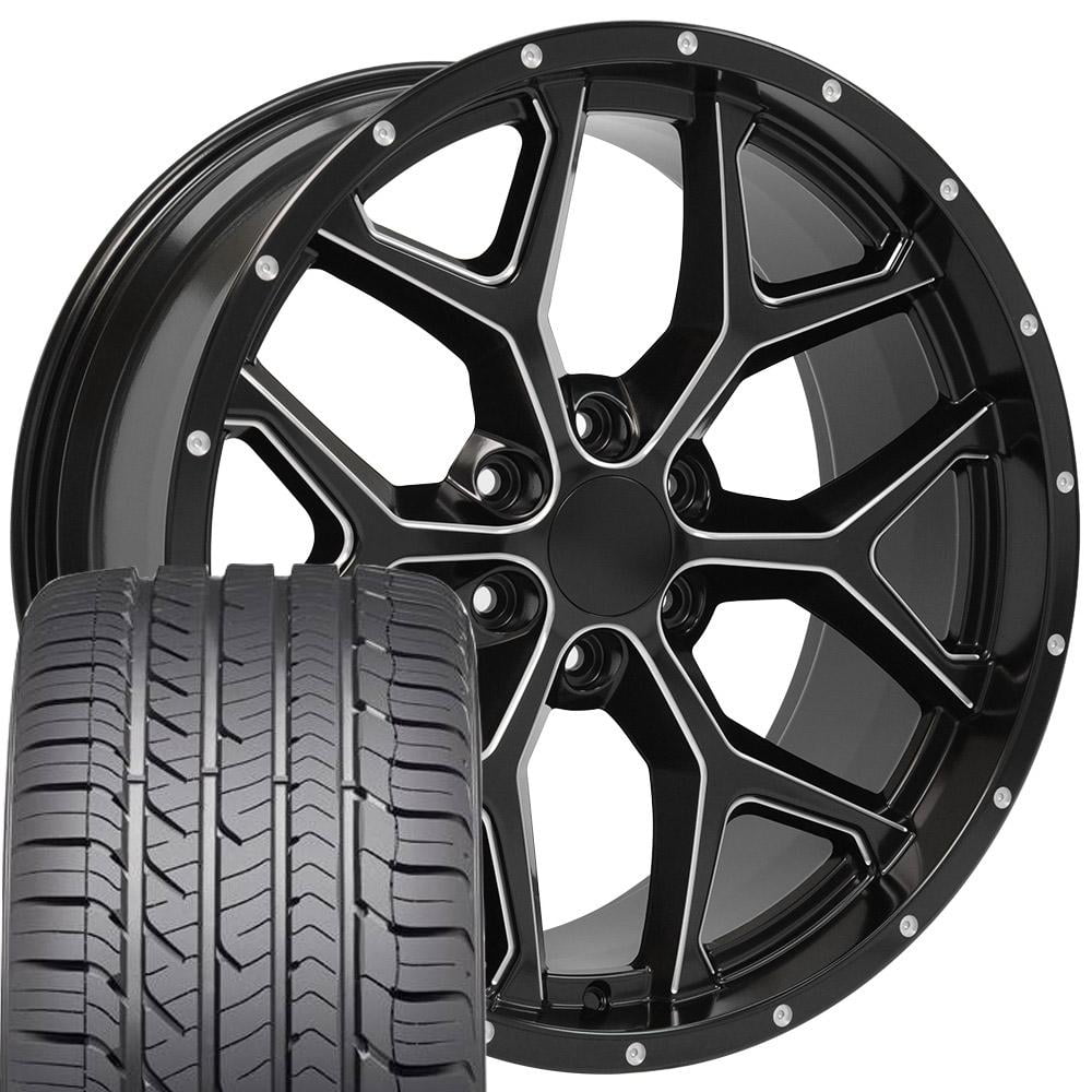 OE Wheels 22 inch Satin Black Deep Dish 5668 Rims & Goodyear Tires Fit ...