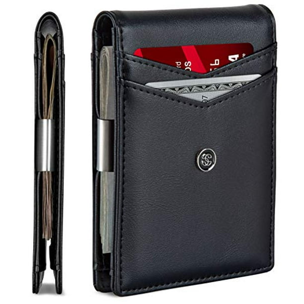 SUAVELL Leather Slim Wallets for Men. Wallet Card Holder with Money ...