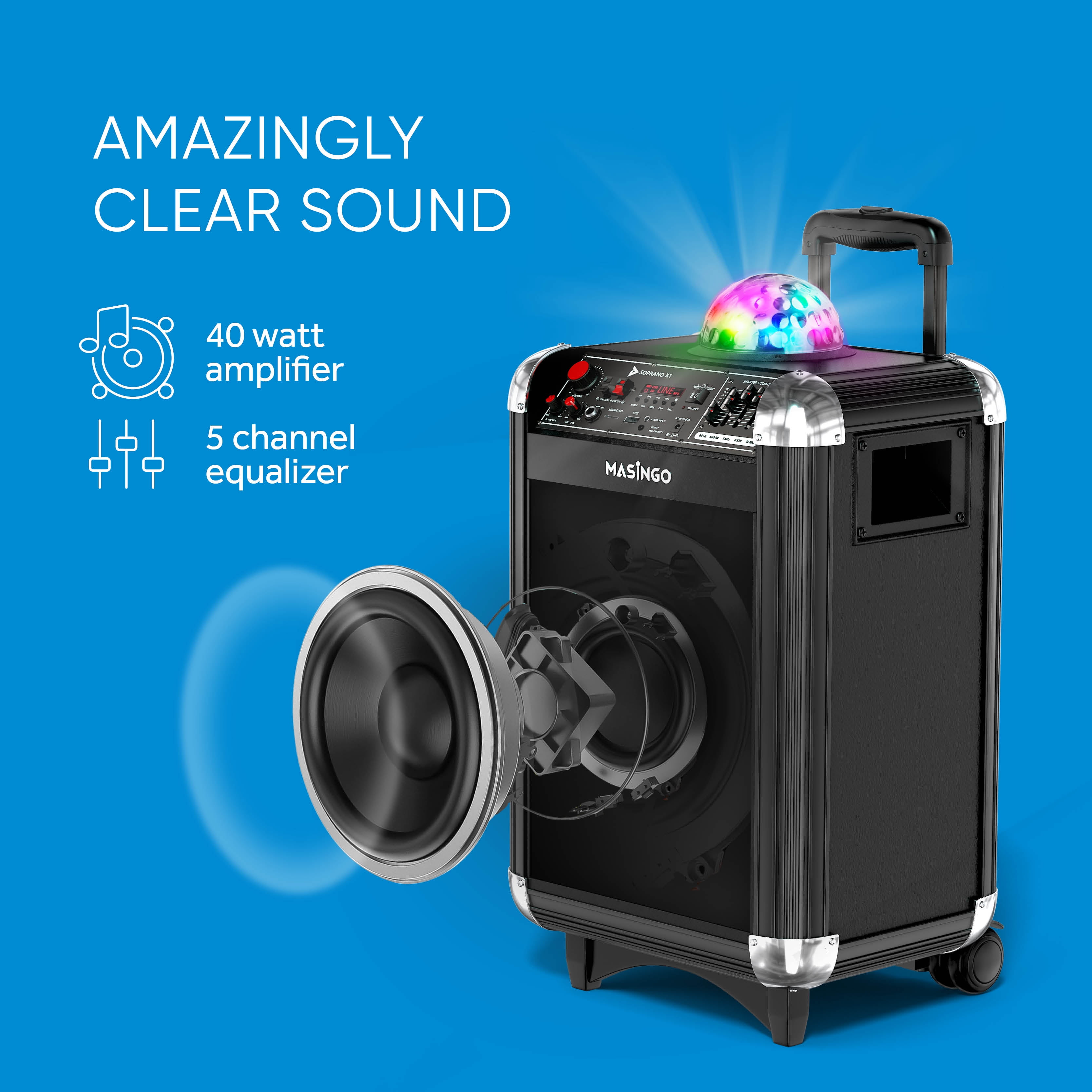 Buy MASINGO Karaoke Machine for Adults & Kids with 2 UHF Wireless ...