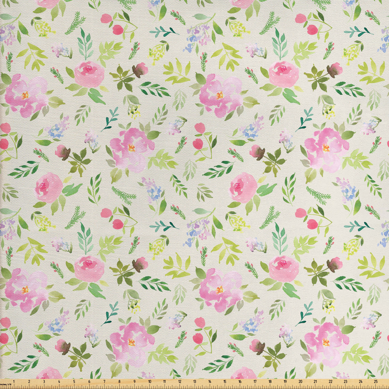 Floral Fabric by the Yard, Soft Pastel Watercolored Design of Spring ...