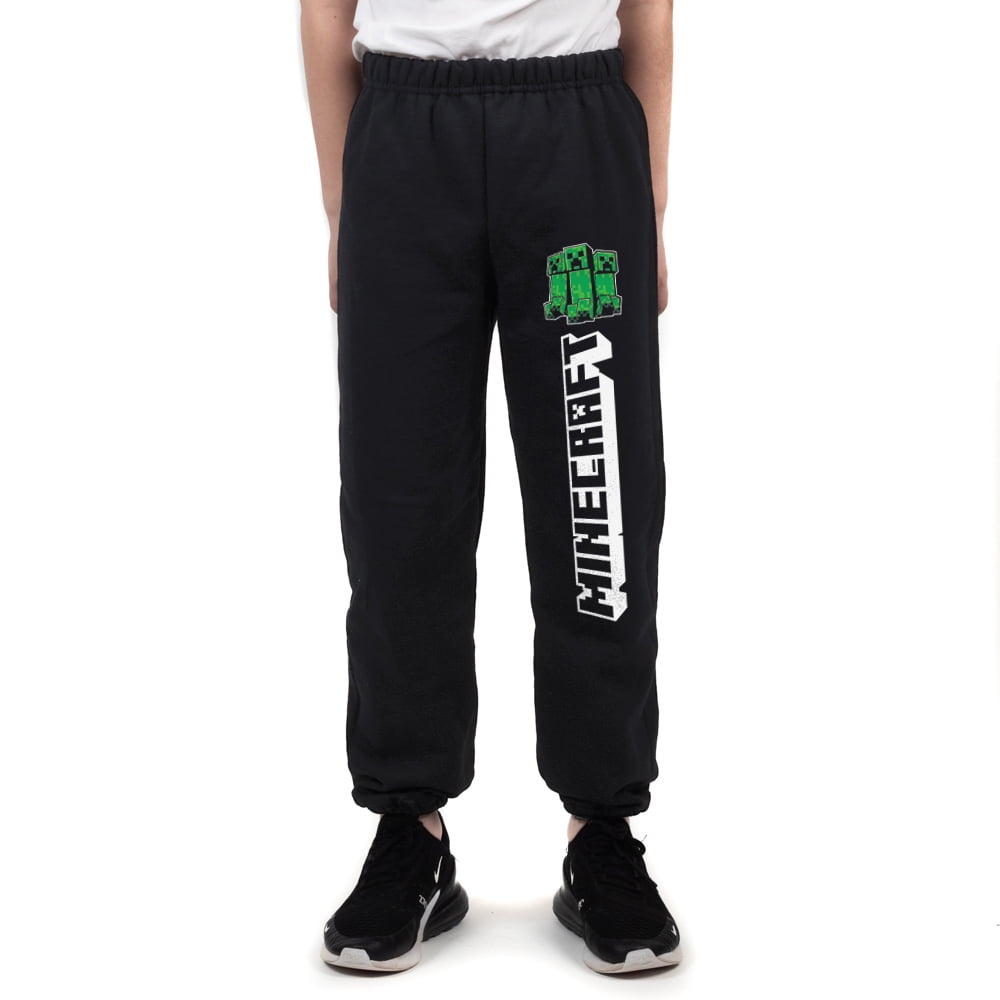 Minecraft Video Game Graphic Print Boys Black Sweatpants-M - Walmart.com