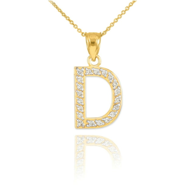 GOLD LETTER "D" DIAMOND INITIAL PENDANT NECKLACE : 14K Pendant with 22 ...