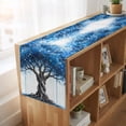 Blue Trees Burlap Cotton Table Runner 13x36 Inches Short, Boho Nature ...