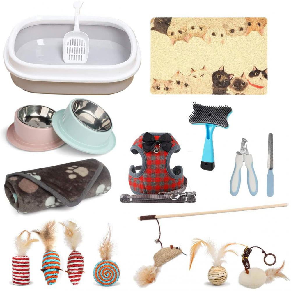 Cats Starter Kit Litter Box, 9pcs Cat Starter Kit Gift Set, Cat Harness ...
