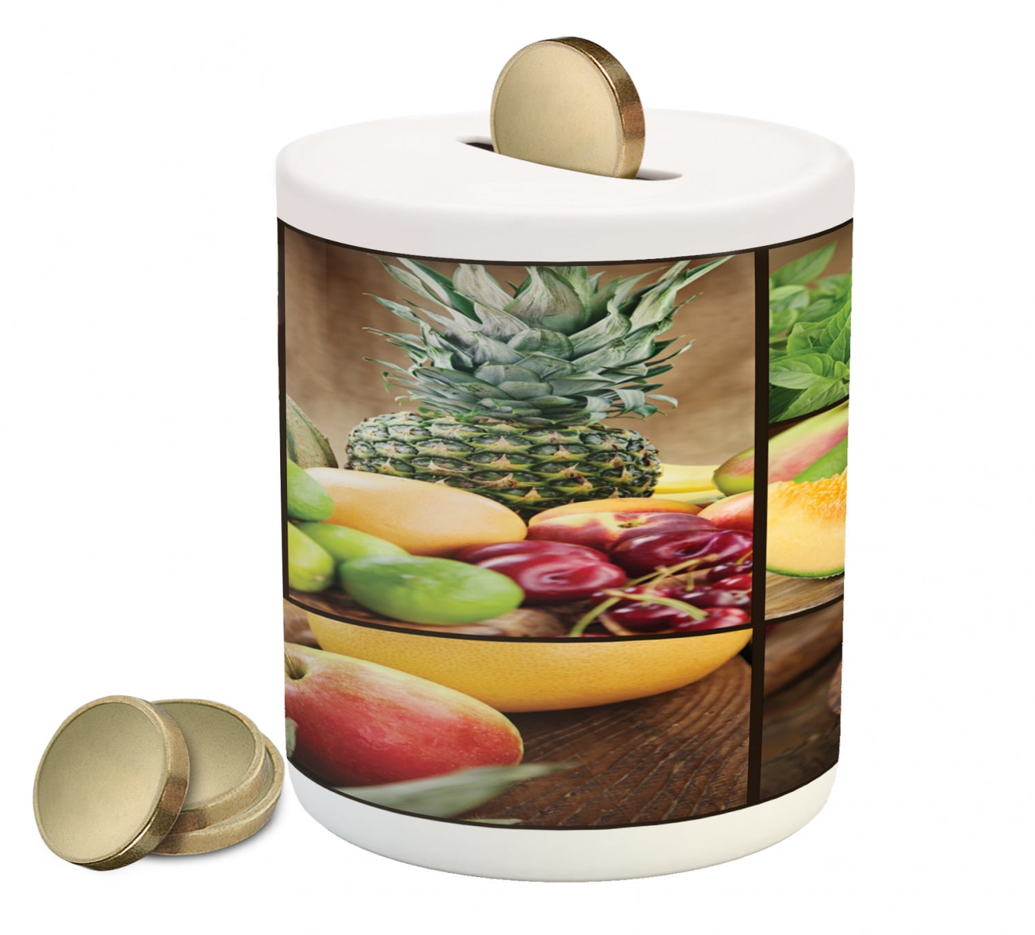 Nature Piggy Bank, Fruits Salad Themed Watermelon Pineapple Apple ...
