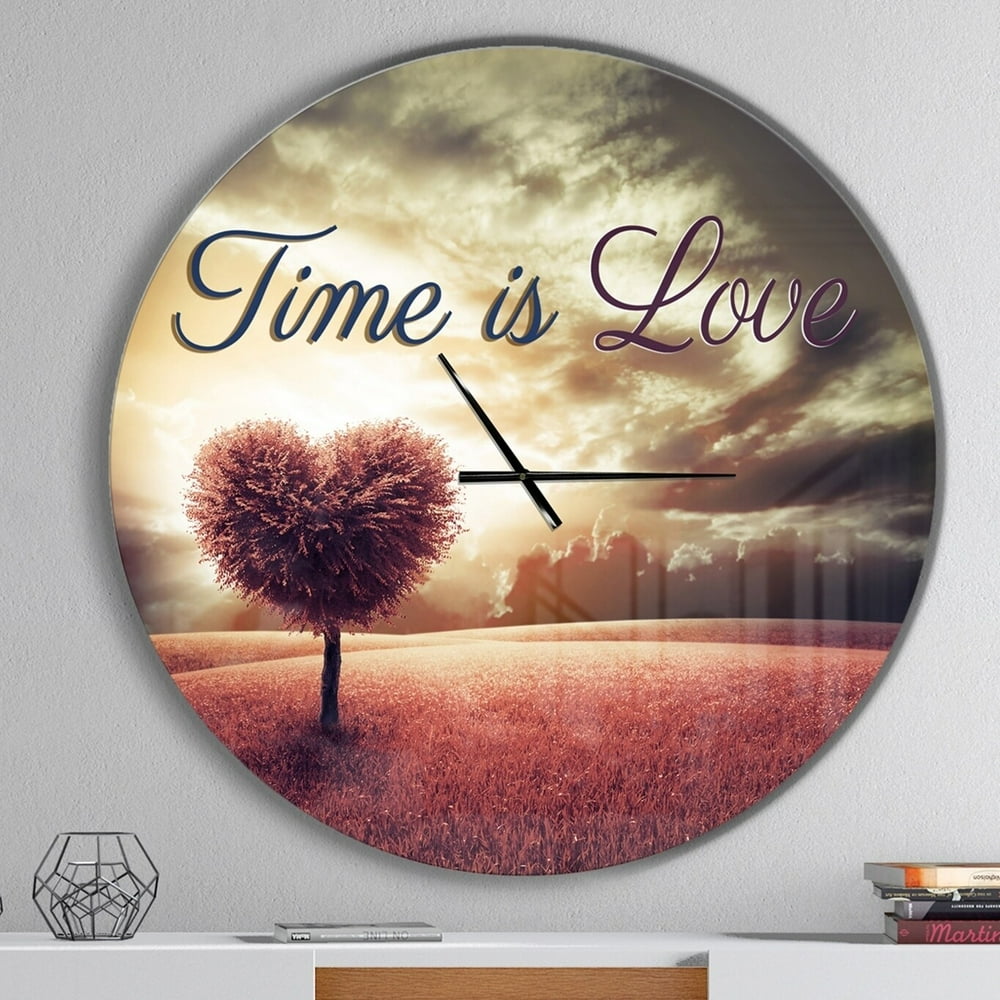 Time is Love Pink Heart Tree' Oversized Quote Metal Clock - Walmart.com ...