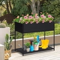 Rattan Raised Bed Planter - Elevated Wicker Planter Box with Tool ...