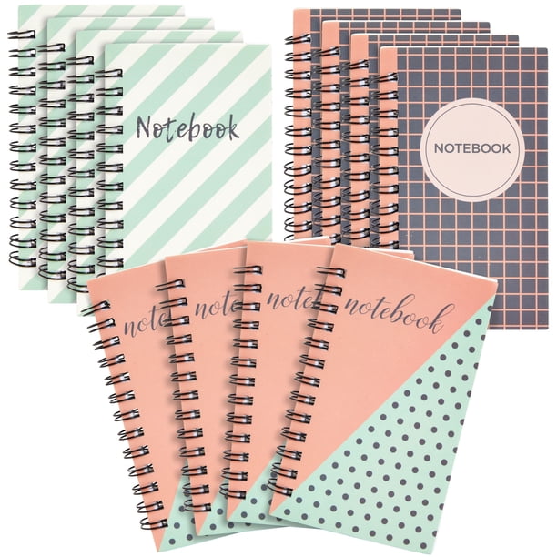12 Pack Small Spiral Bound Pocket Sized Notebook with Lined Pages, 50 ...