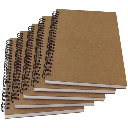 A5 Spiral Notebook Blank, 100gsm Thick Paper & Hard Kraft Cover, 60 ...