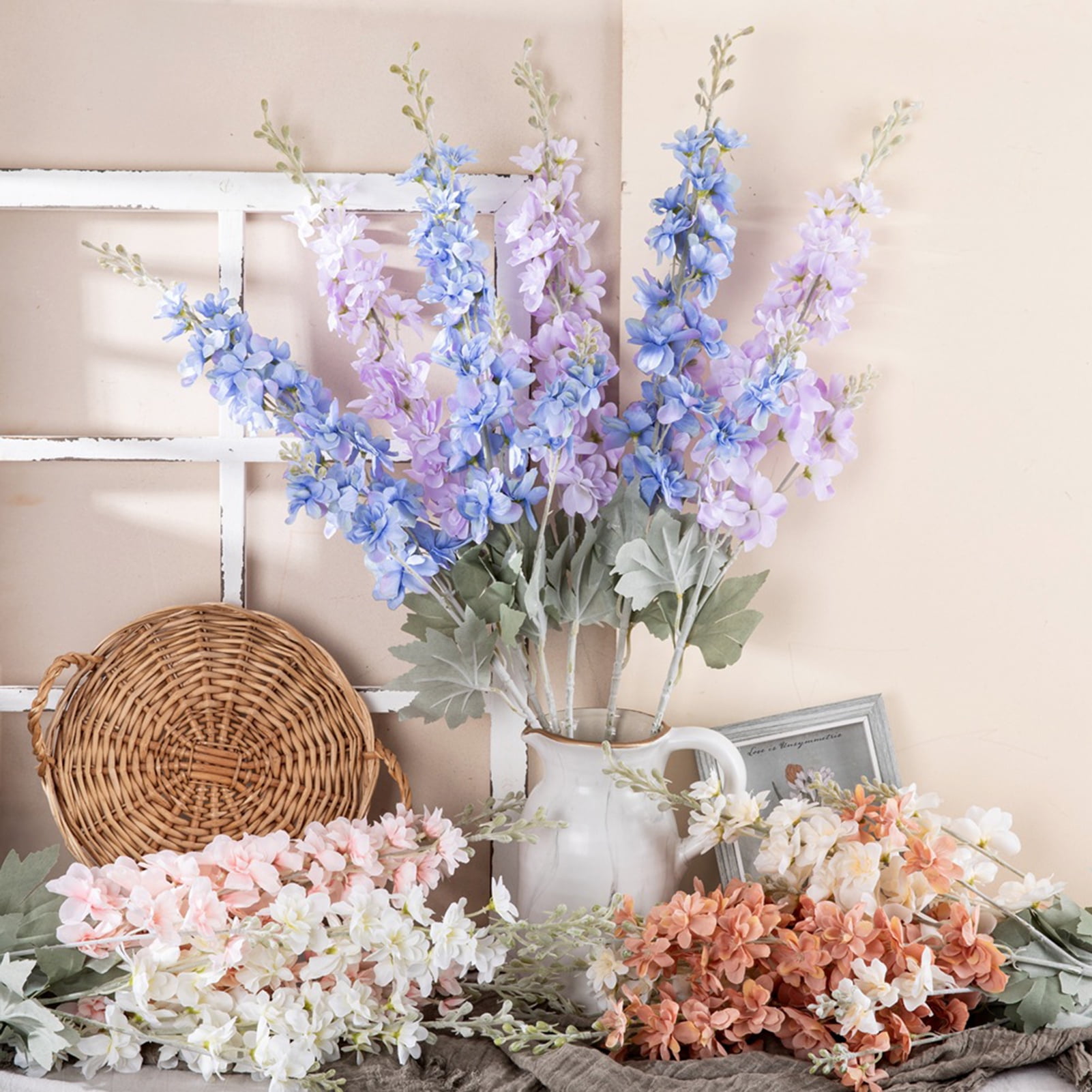 Hesroicy Artificial Flower Fake Delphinium Flower Branch Simulation ...