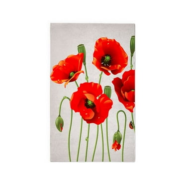 CafePress - Painted Red Poppies Area Rug - 3'x5' Decorative Area Rug ...